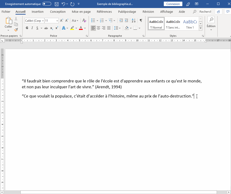 Comment faire une bibliographie sur Word